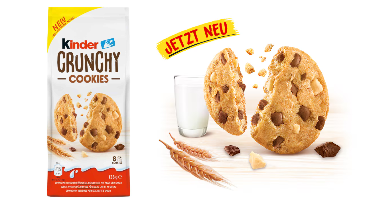 Kinder Crunchy Cookies: Knuspriger Keks mit Vollmilchschokolade
